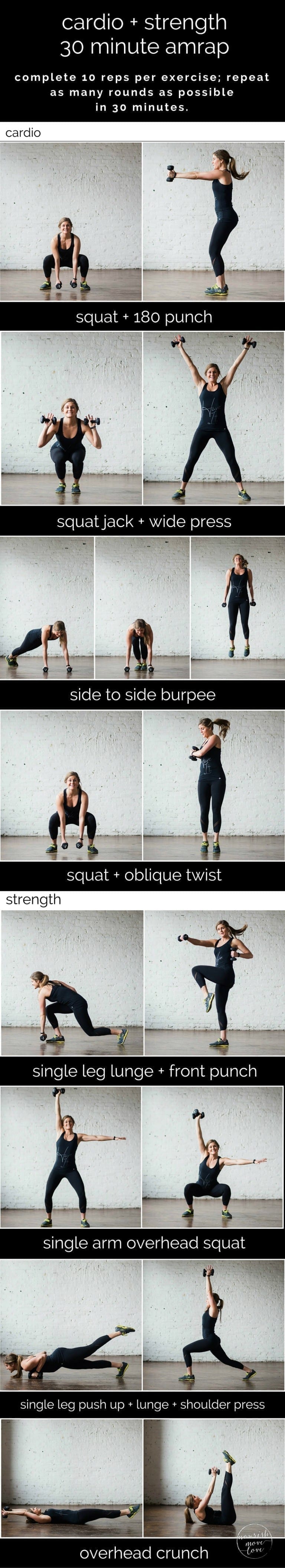 cardio + strength 30 minute amrap workout