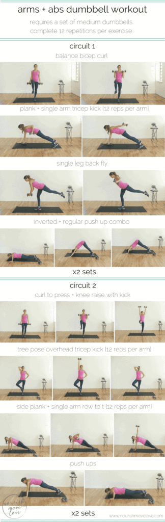 arms + abs dumbbell burnout: 8 exercises to tone up | nourish move love