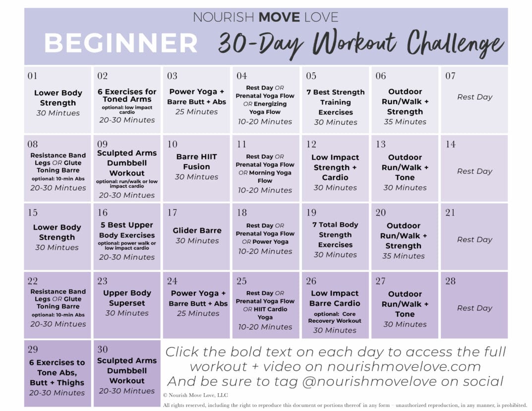 Beginner Workout Plan Nourish Move Love