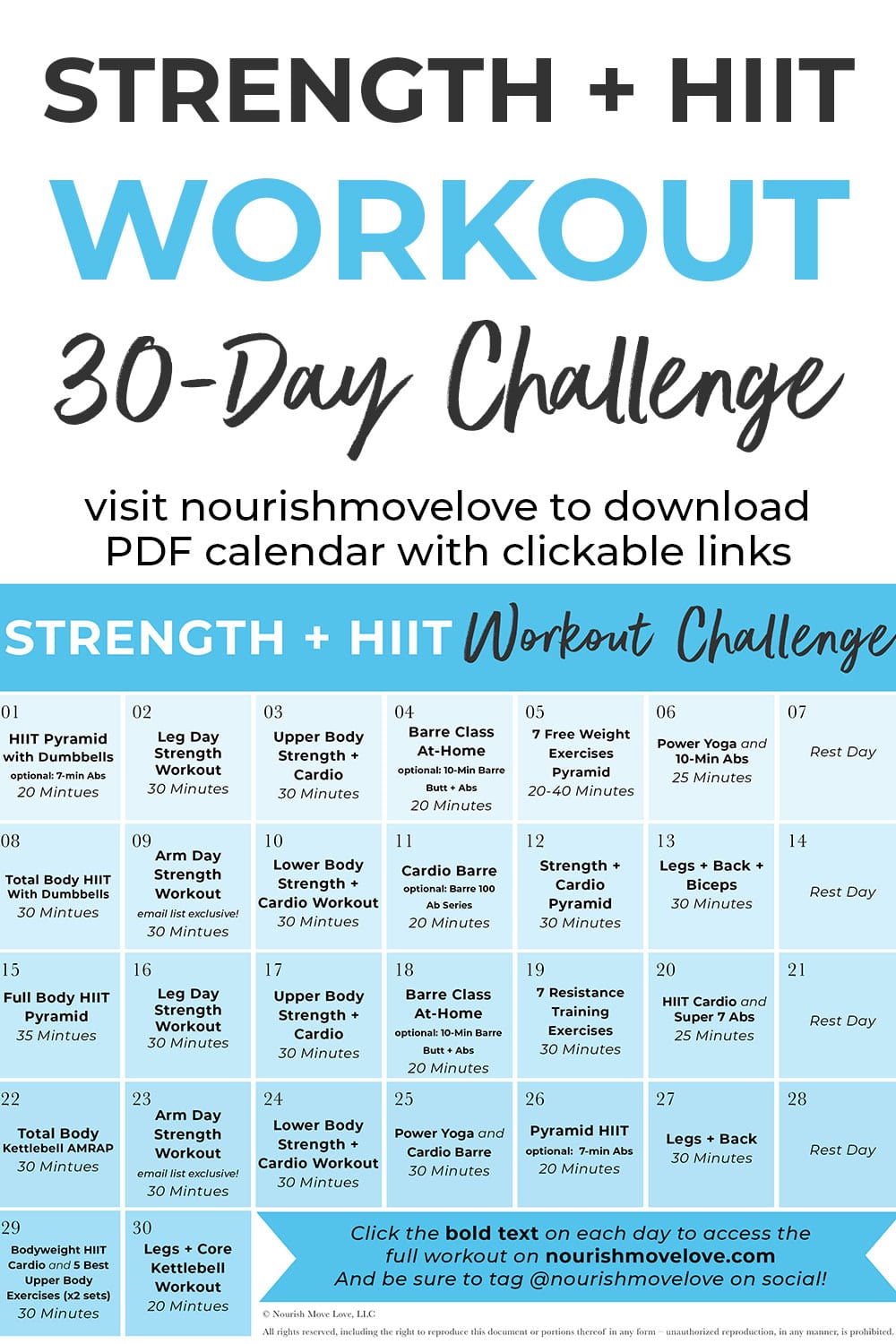30-Day Advanced Workout Plan (Videos) | Nourish Move Love