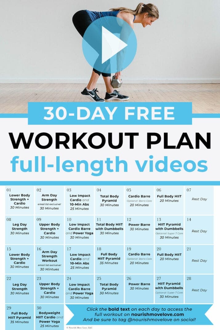 Free 30-Day Home Workout Plan (PDF + Videos) | Nourish Move Love