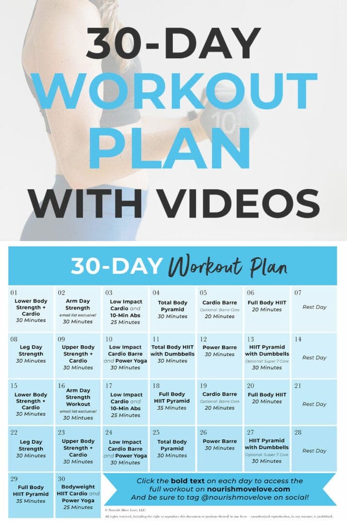 Free 30 Day Home Workout Plan PDF Videos Nourish Move Love