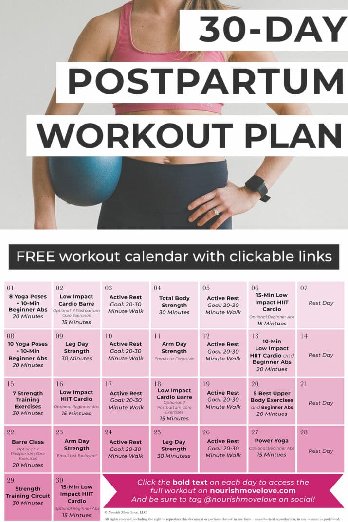 30 Day Postpartum Workout Plan Free PDF 