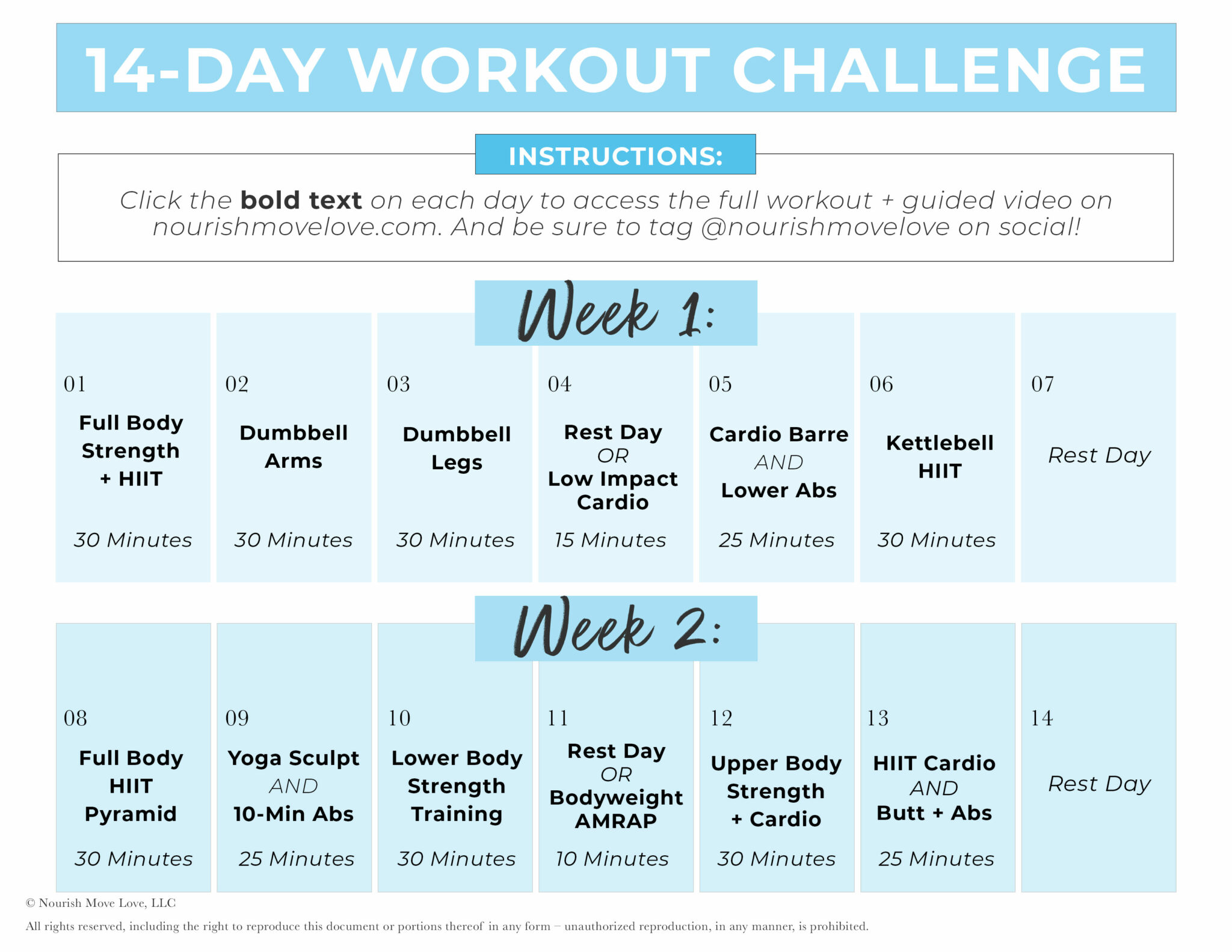 14-Day Workout Challenge (Free PDF) | Nourish Move Love
