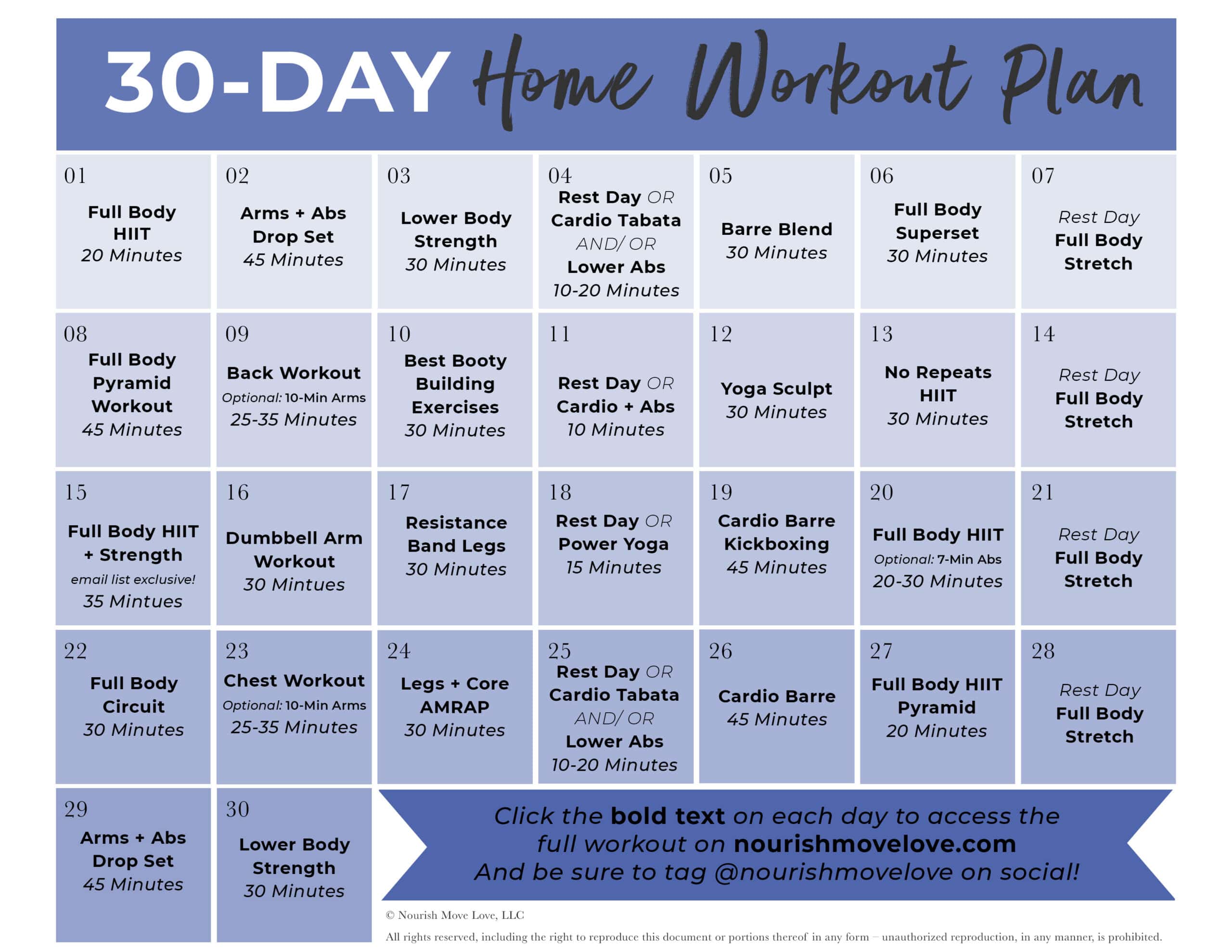 30 Day Workout Plan Videos Nourish Move Love 30 Day Workout Plan Videos Nourish Move Love