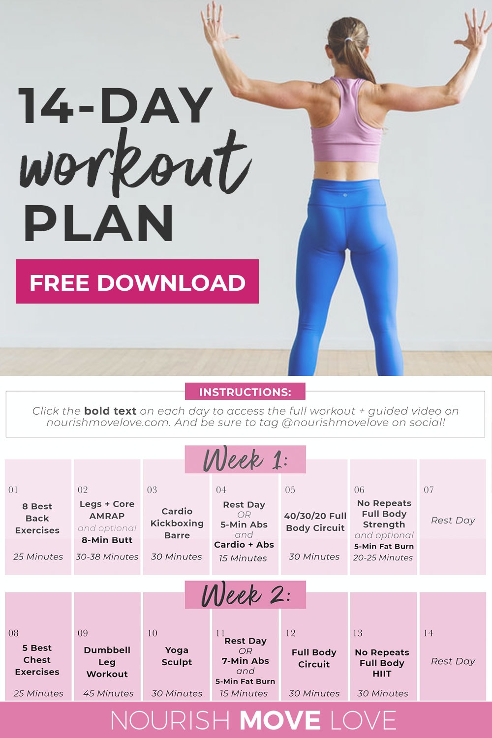 14 Day Workout Challenge With Full Youtube Videos Nourish Move Love