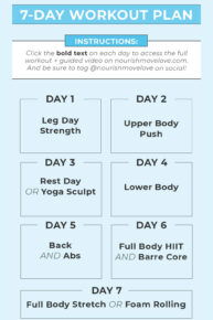 FREE Weekly Workout Plan (Full Videos) | Nourish Move Love