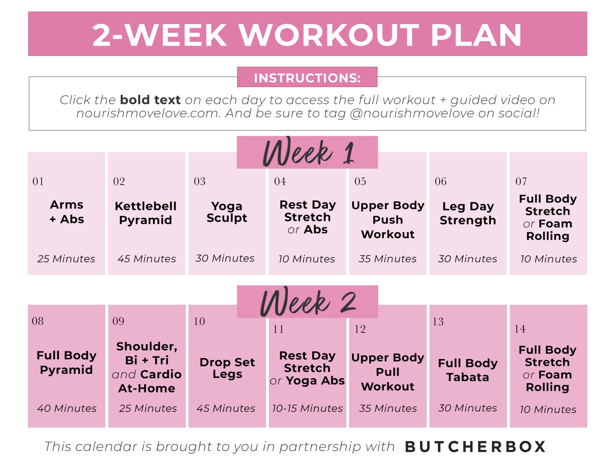 Free 2-Week Workout and Meal Plan (PDF) | Nourish Move Love