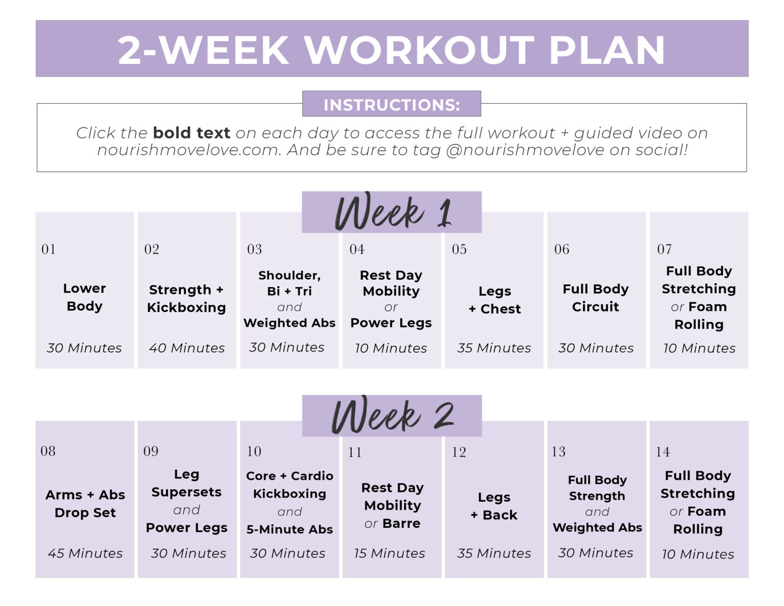 FREE Full Body Workout Plan PDF (2-Week Plan) | Nourish Move Love