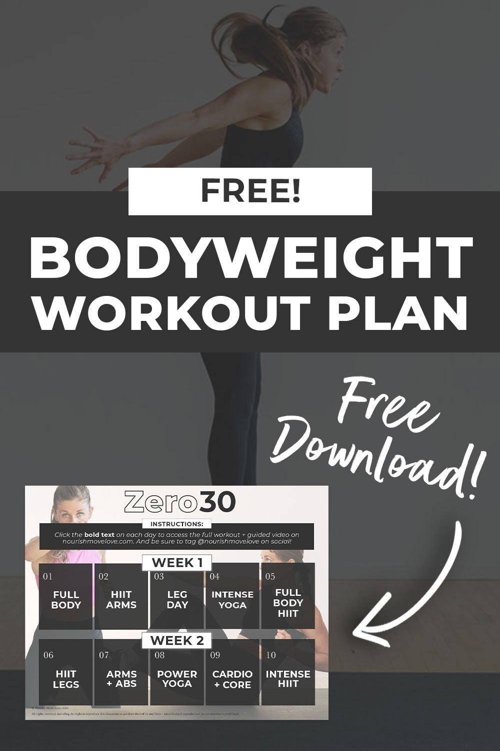 Zero30 Bodyweight Workout Plan (FREE PDF) | Nourish Move Love