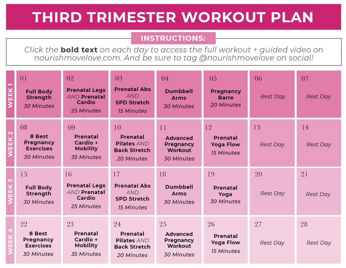 Third Trimester Workout Plan (Free PDF) | Nourish Move Love