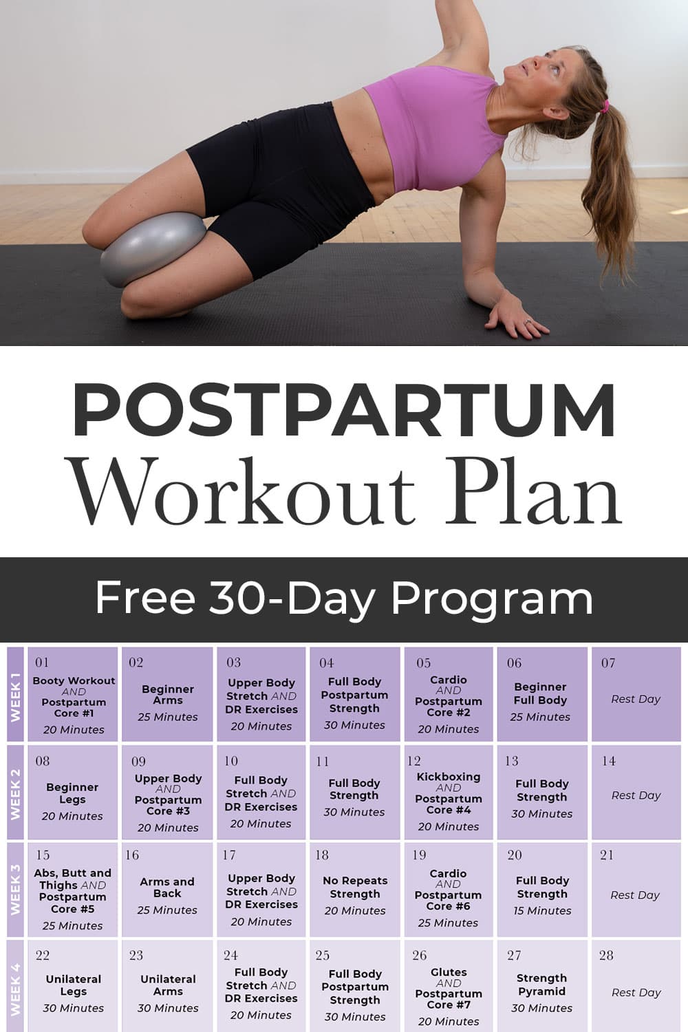 30-Day Postpartum Workout Plan (Free PDF)