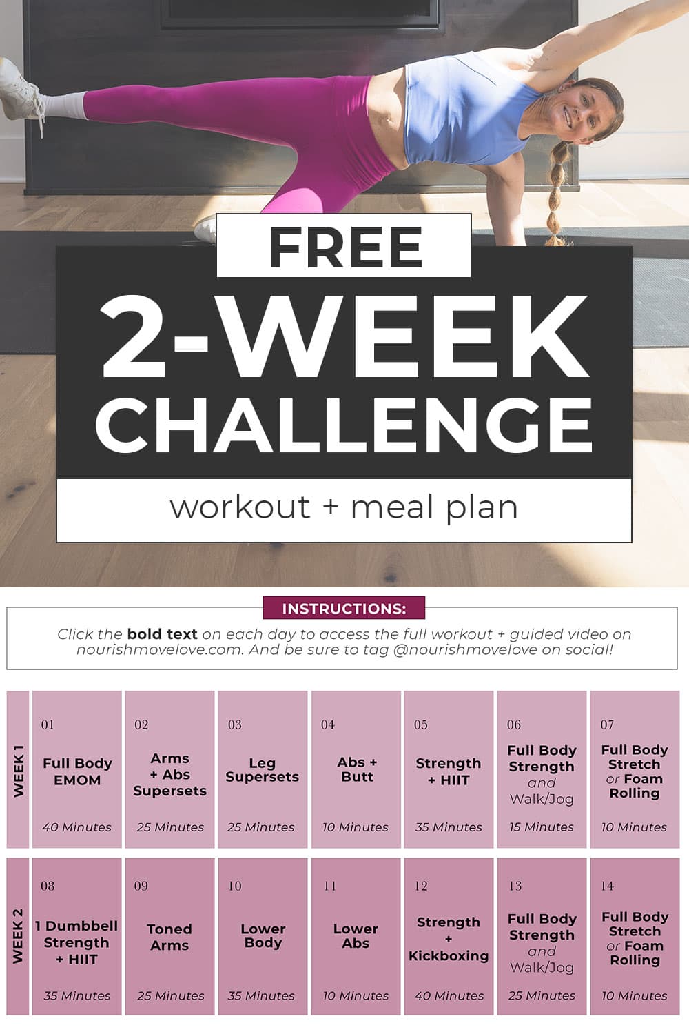 Free 2-Week Fitness Challenge (+ Meal Plan) | Nourish Move Love
