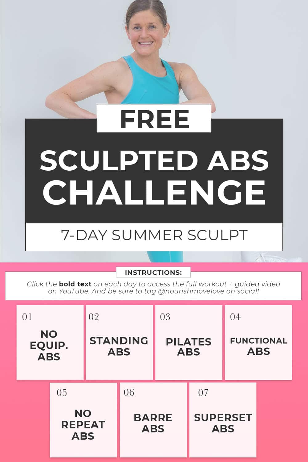 7-Day Ab Challenge (No Equipment | PDF) | Nourish Move Love