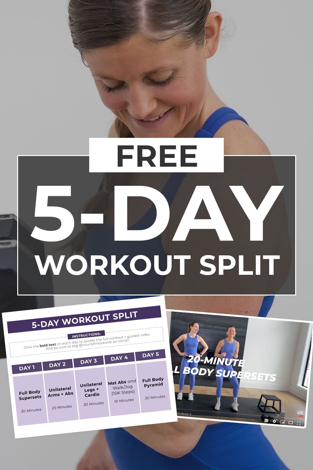 5-Day Workout Split (YouTube Videos + Calendar)