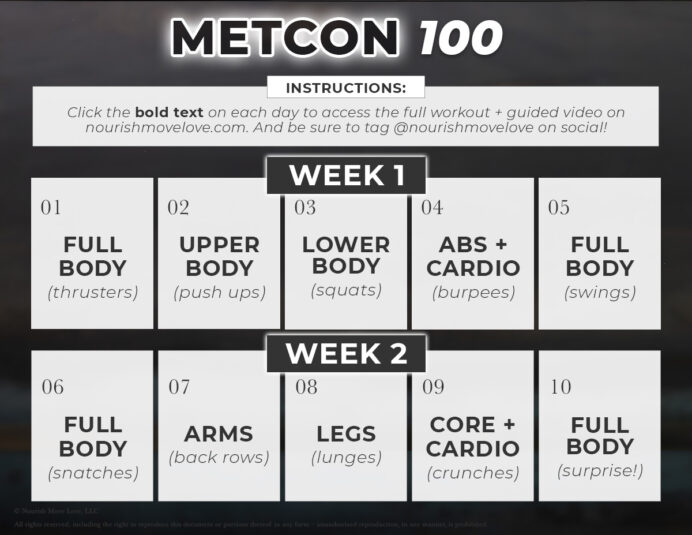 2-Week MetCon Workout Program (PDF) | Nourish Move Love
