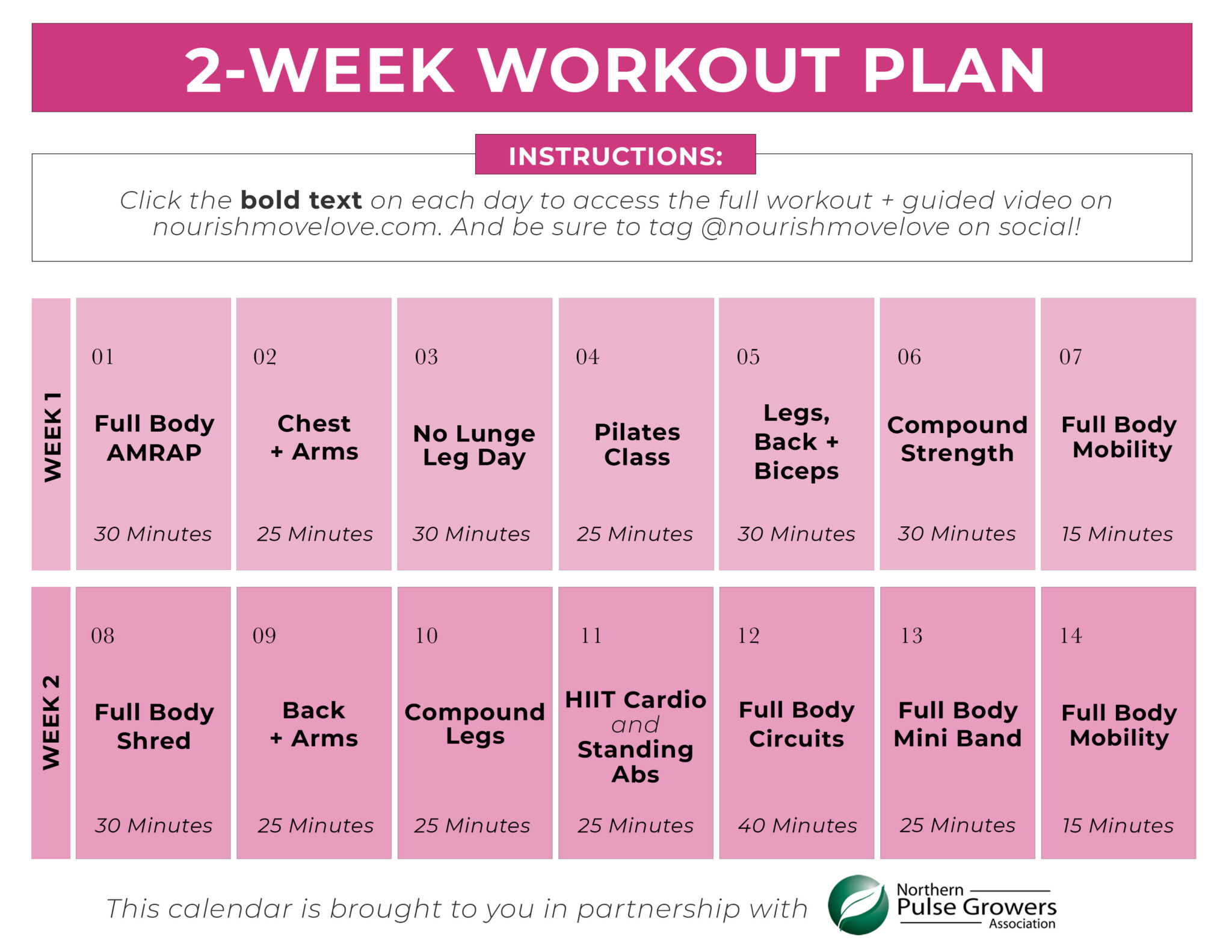 Free 2-Week Workout and Meal Plan (PDF) | Nourish Move Love