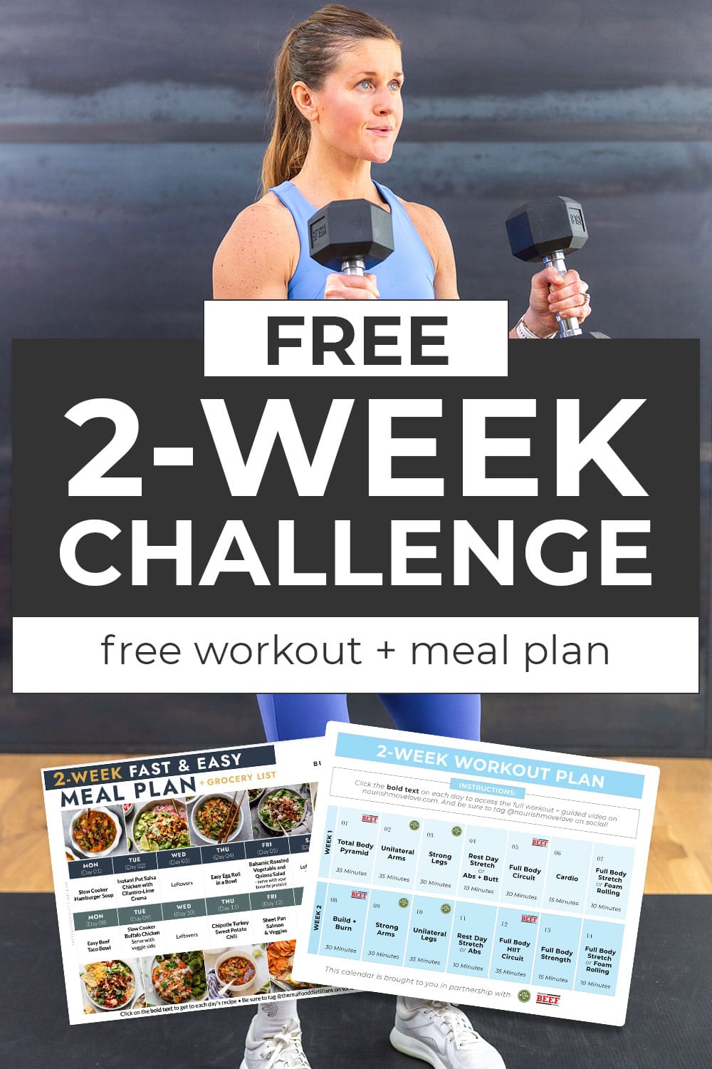 14-Day Workout Plan + Meal Plan (Free PDF) | Nourish Move Love