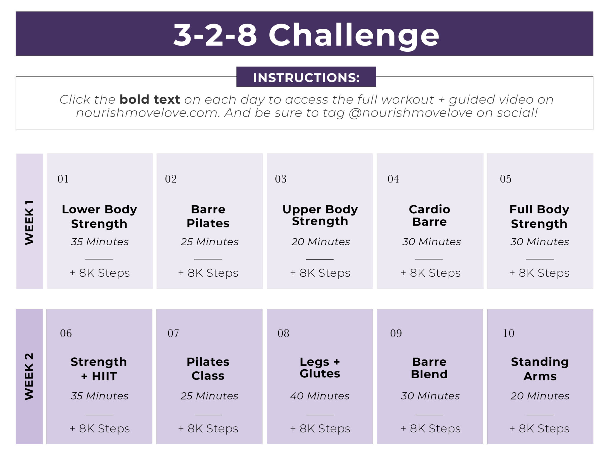 “3-2-8” Workout Plan (Pilates/Barre + Strength)