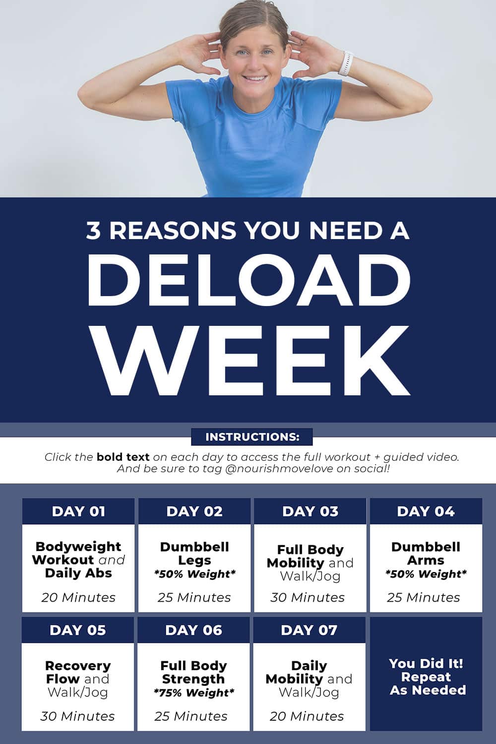 7 Day Deload Week Workout Plan Pdf Nourish Move Love