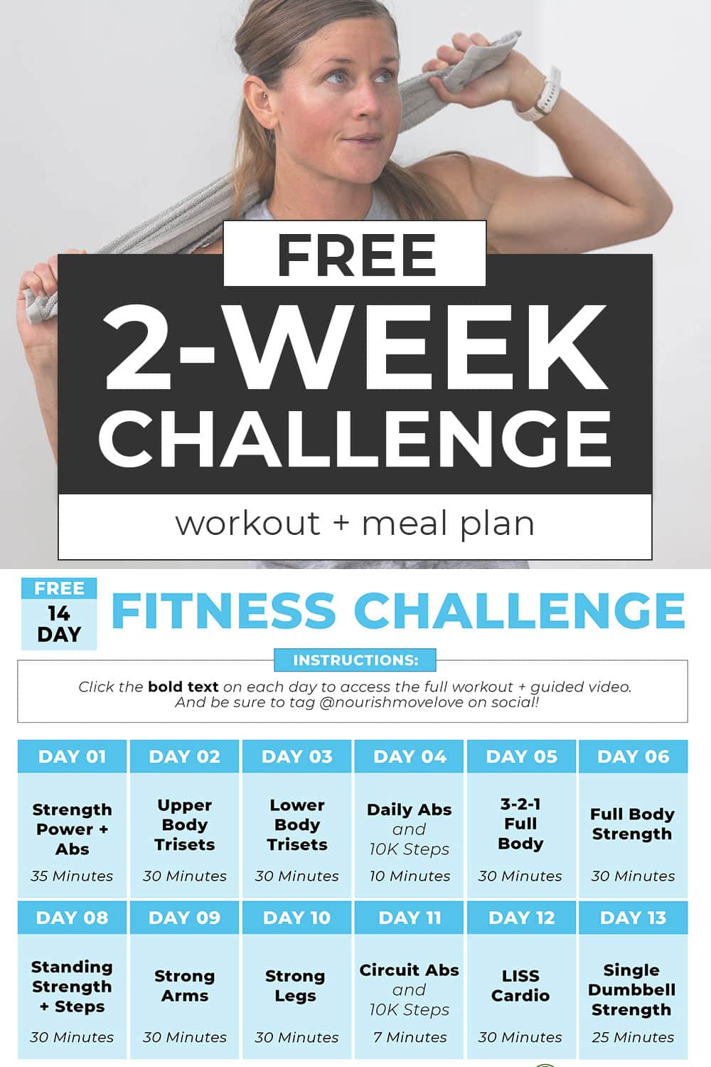2-Week Workout Plan and Meal Plan (PDF) | Nourish Move Love
