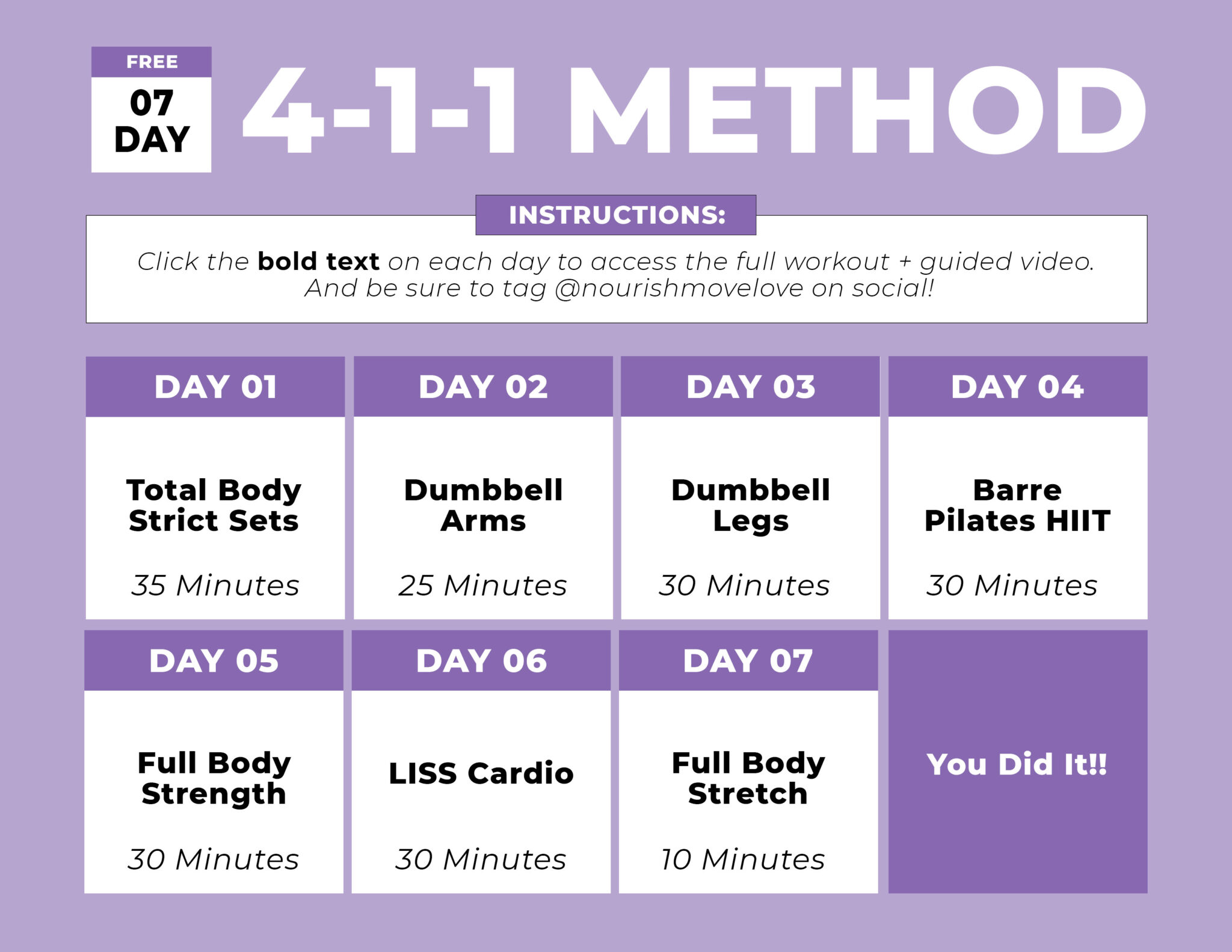 4-1-1 Method Workout Plan (Free PDF) | Nourish Move Love