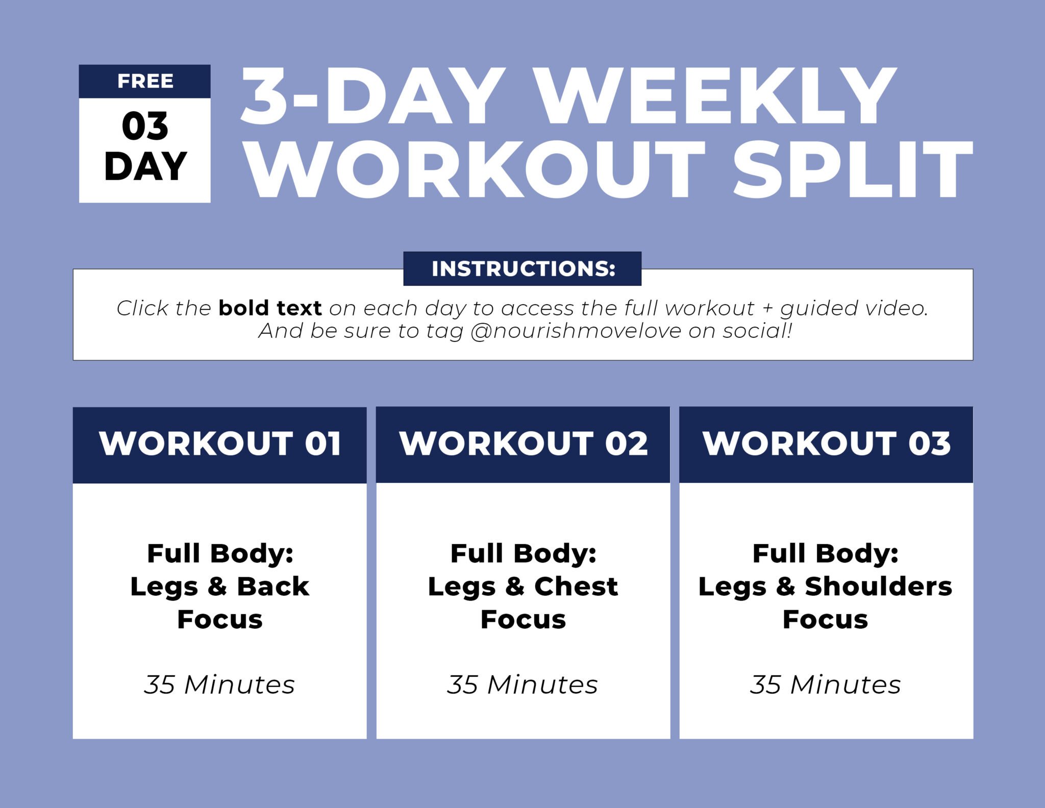 3-Day Workout Split (PDF Guide) | Nourish Move Love