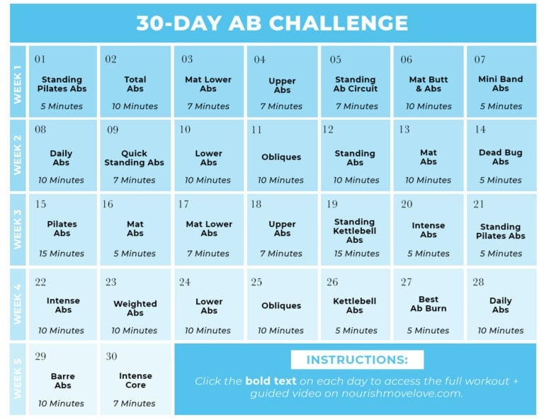 30 Day Ab Challenge For A Stronger Core | Nourish Move Love