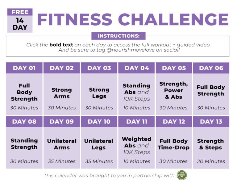 2-Week Fitness Plan and Meal Plan (PDF) | Nourish Move Love