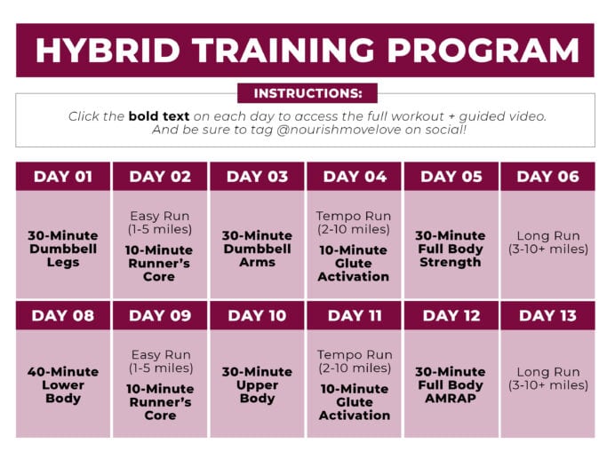 Hybrid Strength Training (2 Week Plan + Calendar)